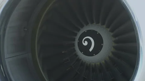 Turbine of aircraft. Jet engine spinning... | Stock Video | Pond5