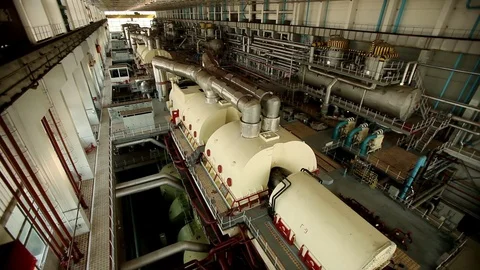 A turbine generator in the engine room o... | Stock Video | Pond5