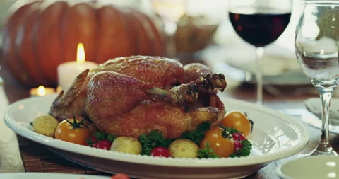 Turkey, dining room and dinner table on ... | Stock Video | Pond5