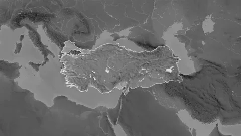 Turkey map - extract. Border. Grayscale.... | Stock Video | Pond5