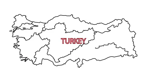 Turkey map self drawing animation. White... | Stock Video | Pond5