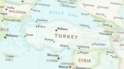 Turkey on a Political Map (4K) | Stock Video | Pond5
