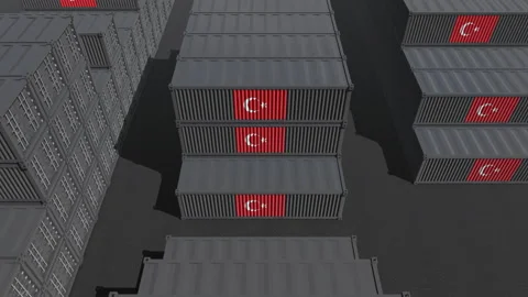 Turkey shipping containers loop top view | Stock Video | Pond5