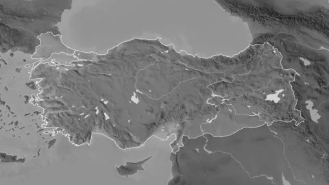 Turkey, Turkiye map - zoom. Border. Gray... | Stock Video | Pond5