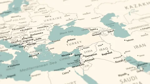 Turkey on the world map. Smooth map rota... | Stock Video | Pond5
