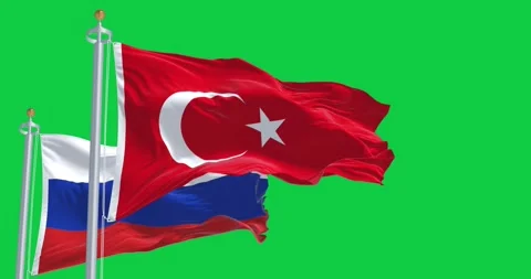 Turkish and Russian national flags wavin... | Stock Video | Pond5
