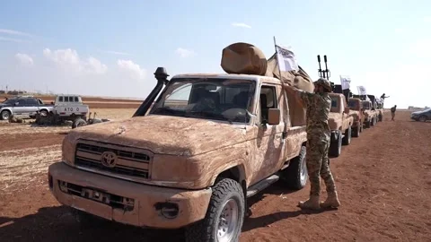 Turkish-backed Syrian rebel fighters car... | Stock Video | Pond5