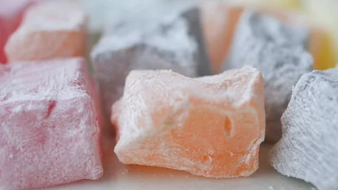 turkish delight or lokum of red, green, ... | Stock Video | Pond5