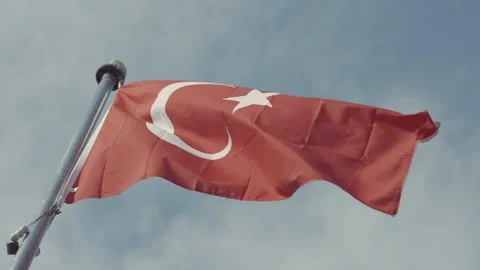 Turkish flag waving on bright blue sky b... | Stock Video | Pond5