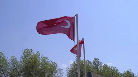 Turkish flag waving in the forest at the... | Stock Video | Pond5