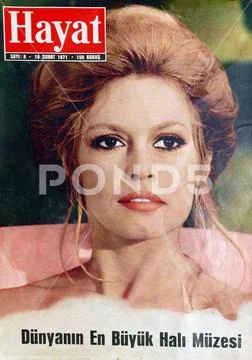 Turkish Magazine cover with image of Brigitte Bardot, a French actress ...