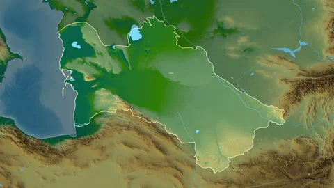 Turkmenistan map - solid. Regions. Physi... | Stock Video | Pond5