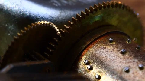 Turning barrel and cogs of the antique m... | Stock Video | Pond5