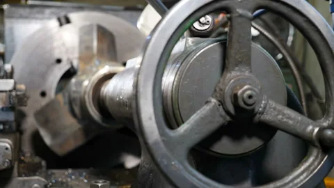 Turning lathe in action. Old turning lat... | Stock Video | Pond5