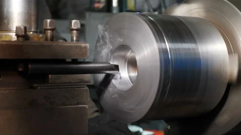 Turning lathe in action. Old turning lat... | Stock Video | Pond5