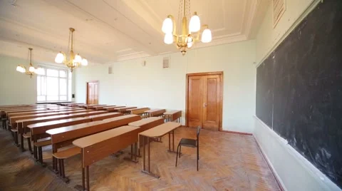 Turning off light in empty classroom wit... | Stock Video | Pond5