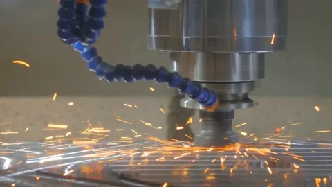 Turning milling machine cutting metal wo... | Stock Video | Pond5