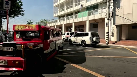 Turning Red Philippine Jeepney in the St... | Stock Video | Pond5