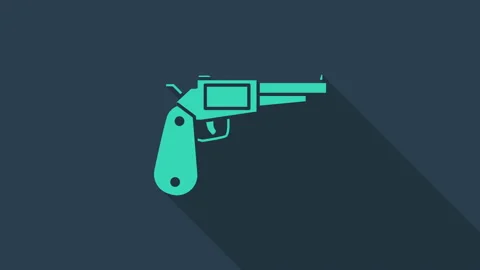 Turquoise Revolver gun icon isolated on ... | Stock Video | Pond5