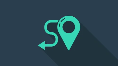 Turquoise Route location icon isolated o... | Stock Video | Pond5