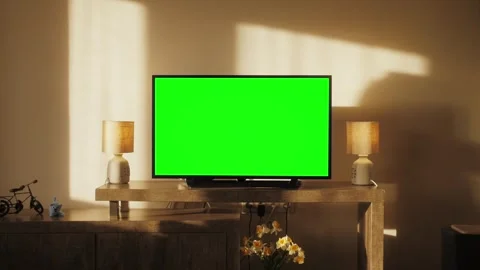 Tv with green screen close-up. Chroma ke... | Stock Video | Pond5
