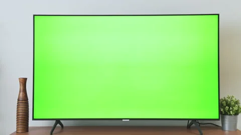 TV Green Screen in living room with tree... | Stock Video | Pond5
