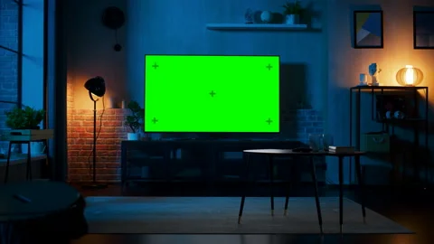 TV with Green Screen in Loft Apartment | Stock Video | Pond5