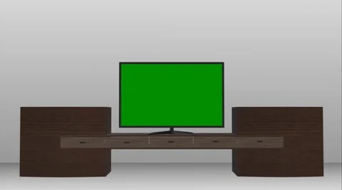 TV with a green screen in the room, 3d a... | Stock Video | Pond5