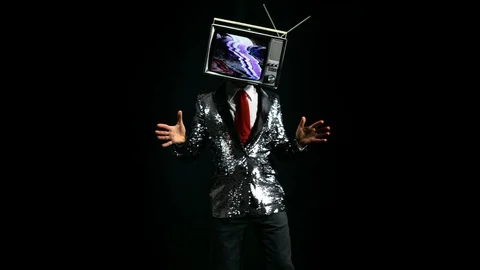 tv head television man performer showman... | Stock Video | Pond5