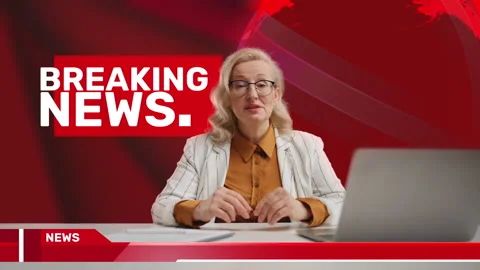 TV news anchor in her 50s talking on cam... | Stock Video | Pond5