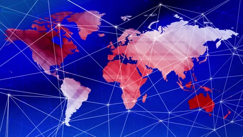 Tv news background the world map setting... | Stock Video | Pond5