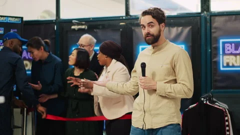 TV news reporter broadcast crazy scene | Stock Video | Pond5