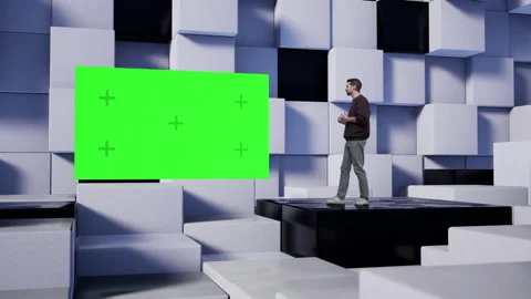Tv presenter in virtual studio news with... | Stock Video | Pond5