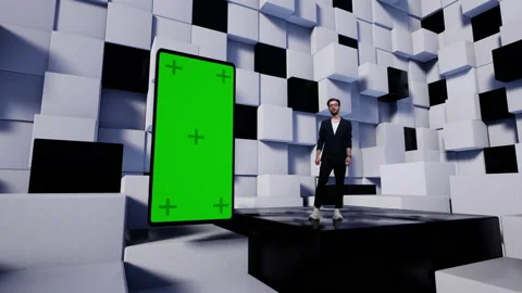 Tv presenter in virtual studio news with... | Stock Video | Pond5