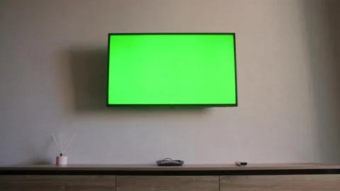 TV set with green screen mock up display... | Stock Video | Pond5