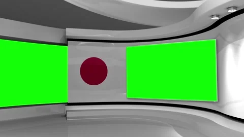 TV studio. Green screen. Japanese flag b... | Stock Video | Pond5