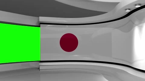 TV studio. Green screen. Japanese flag b... | Stock Video | Pond5