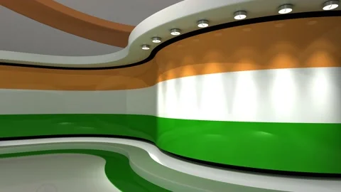 TV studio. Indian flag background. News ... | Stock Video | Pond5