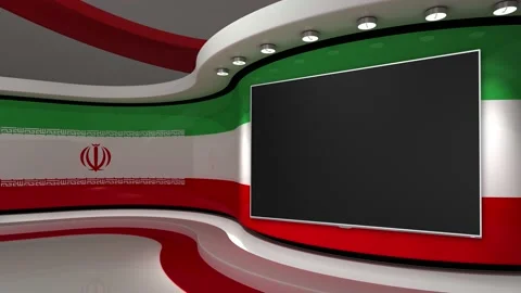 TV studio. Iran. Iranian flag. News stud... | Stock Video | Pond5