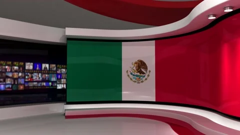 TV studio. Mexico. Mexican flag. News st... | Stock Video | Pond5