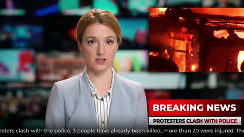 TV studio news female presenter talking ... | Stock Video | Pond5