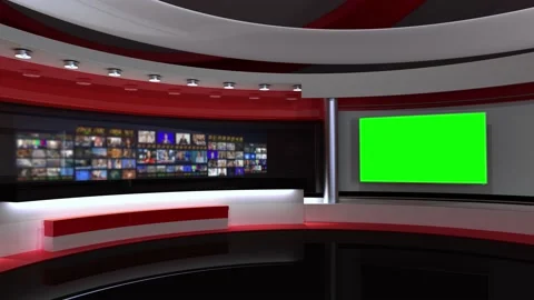 Tv Studio. Red studio. Backdrop for TV s... | Stock Video | Pond5