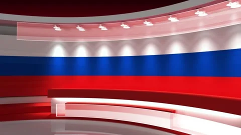 TV studio. Russia. Russian flag. News st... | Stock Video | Pond5