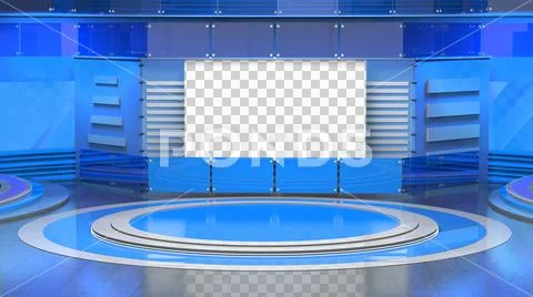 TV On Wall.3D Virtual News Studio Background, 3d illustration ...