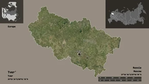 Tver' location. Russia. Satellite map | Stock Video | Pond5