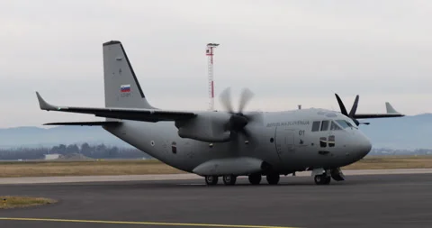 Twin Engine Turboprop Military Cargo Pla... | Stock Video | Pond5