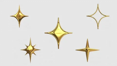 Twinkling Gold 3D Retro Y2K Different St... | Stock Video | Pond5