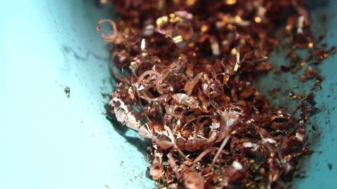 Twisted spiral copper shavings. Copper s... | Stock Video | Pond5