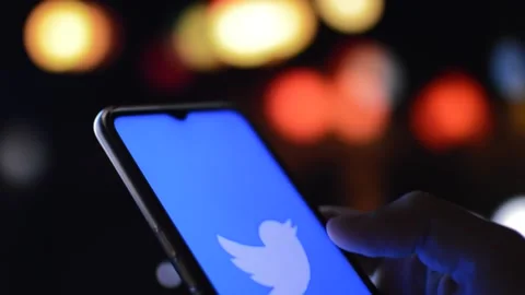twitter logo icon on a phone in a night ... | Stock Video | Pond5