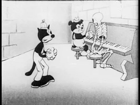 Two 1930s animated cats try to escape an... | Stock Video | Pond5